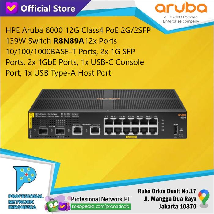 Promo HPE R8N89A Aruba 6000 12G Class4 PoE 2G/2SFP 139W Switch Cicil 0% ...