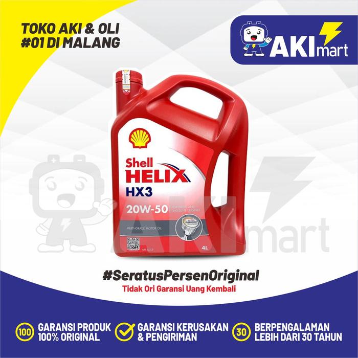 Jual OLI MOBIL SHELL HELIX HX3 20W 50 SL CF 4 LITER - Kota Malang - Akimart_id | Tokopedia