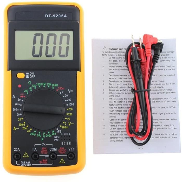 Jual Multitester Multimeter Avo Meter Digital DT9205A LCD Display AC DC ...