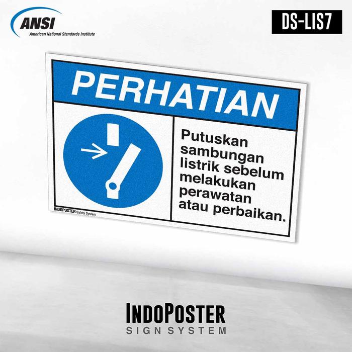Jual Stiker Safety Sign ANSI Putuskan Sambungan Listrik Sebelum ...