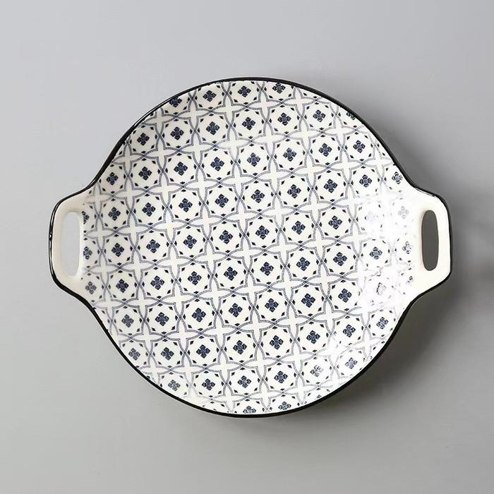 Jual Piring keramik bulat gagang telinga ukuran 9 inch design jepang ...