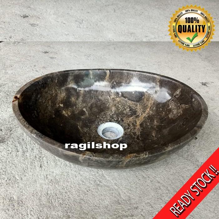 Jual wastafel batu marmer oval 40cm sink marble wash basin ragilshop ...