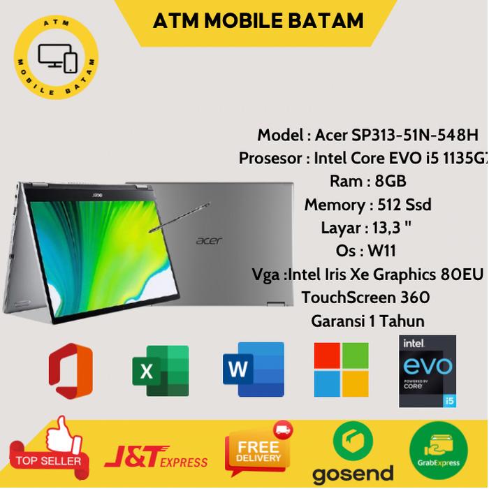 Jual Laptop Acer Spin SP313 51N 548H I5 1135G7 2in1 Touch 8/512GB 13,3" W11 - Kota Batam - ATM ...