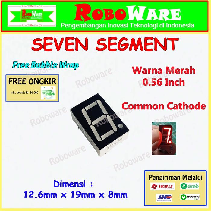 Jual Seven Segment 0.56 Inch 1 Digit Common Cathode Red 7-Seg 0,56 ...