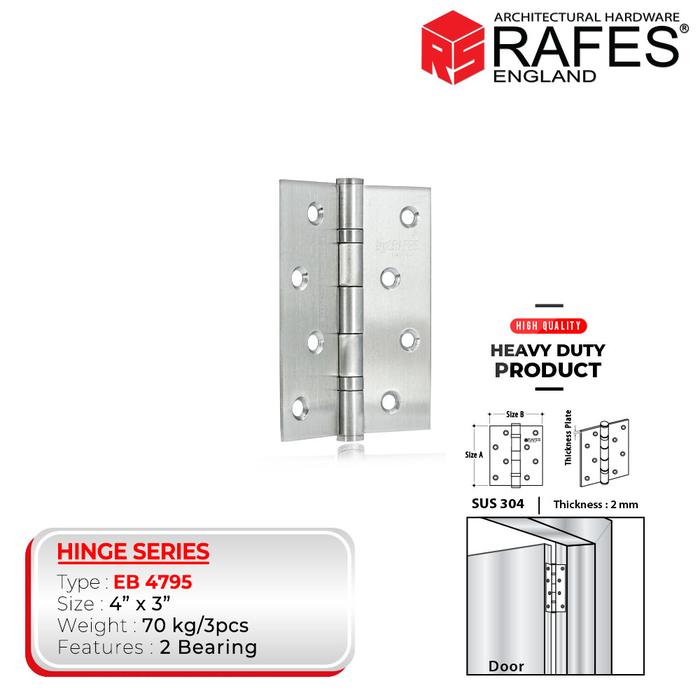 Jual ENGSEL PINTU RAFES 4" X 3" X 2MM STAINLESS STEEL 304 - Jakarta ...