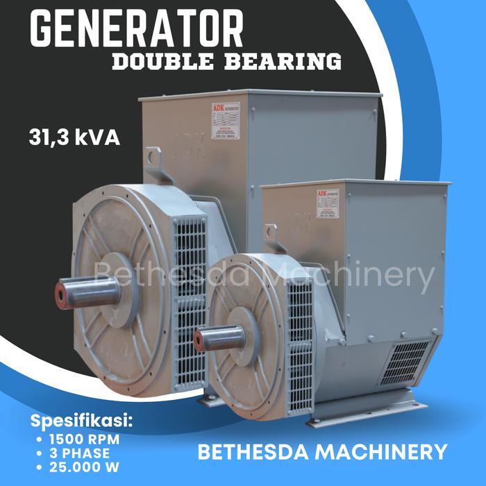 Jual ADK Generator 31,3kva Double Bearing 25000Watt Dinamo Genset 30 ...