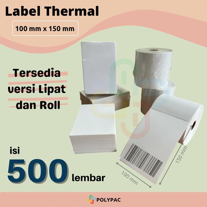 Jual Label Thermal Sticker [100 x 150 mm] isi 500 pcs - Stiker Resi Barcode - Label LIPAT ...