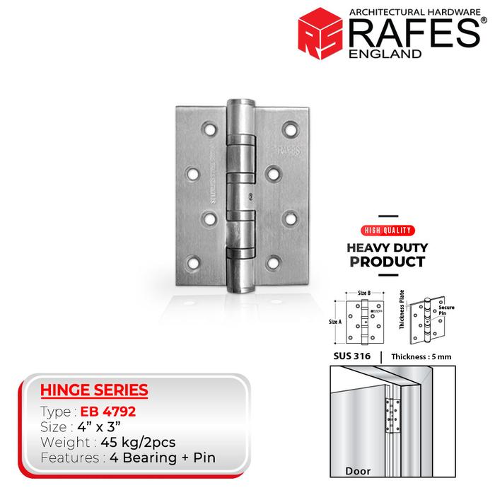 Jual ENGSEL PINTU RAFES STAINLESS STEEL 316 EB 4792 4" X 3" X 3.5MM ...