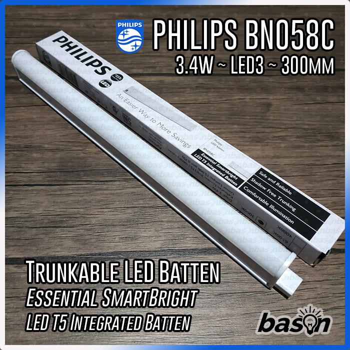 Promo PHILIPS BN058C 3.4W LED3 30cm - Lampu LED Batten Trunkable - Putih 6500K, tanpa kabel ...