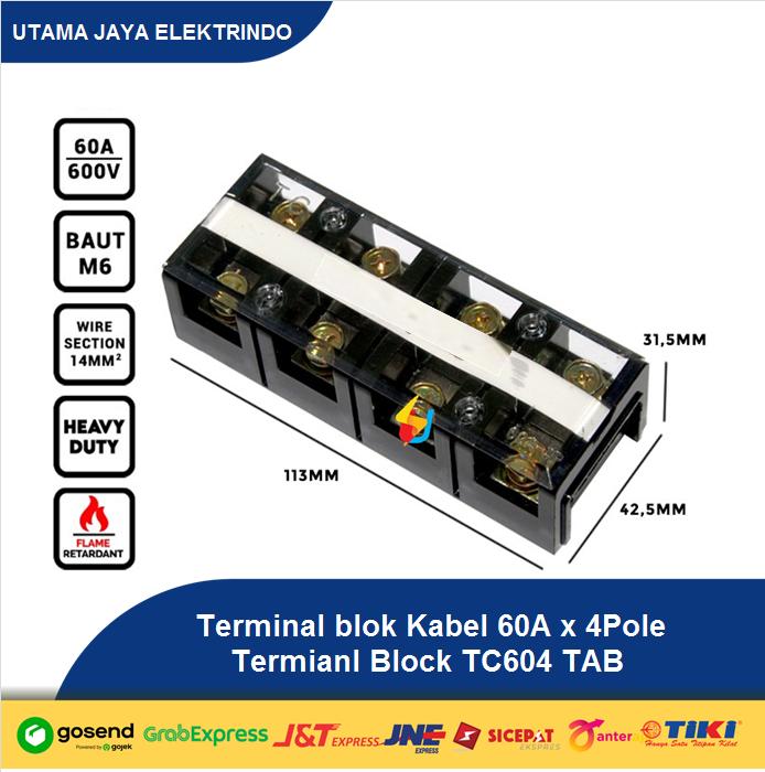 Jual Terminal blok Kabel 60A x 4Pole Termianl Block TC604 TAB - Jakarta ...