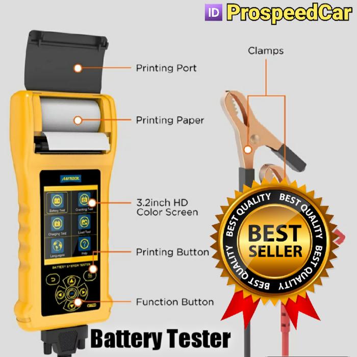 Jual Battery Tester, AUTOOL BT760 12V 24 With Printer Diagnostic ...
