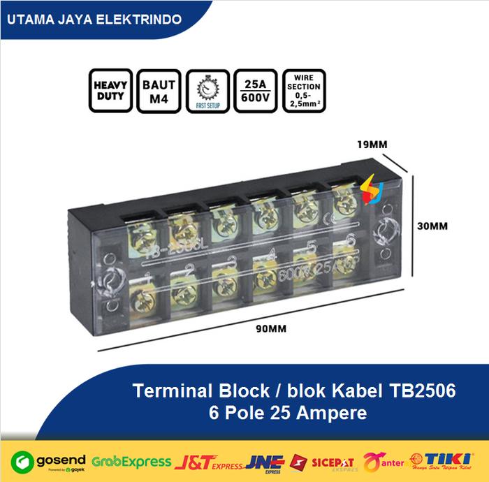 Jual Terminal Blok 6 Pole 25 Ampere TB 2506 - Jakarta Barat - Utama Jaya Elektrindo | Tokopedia