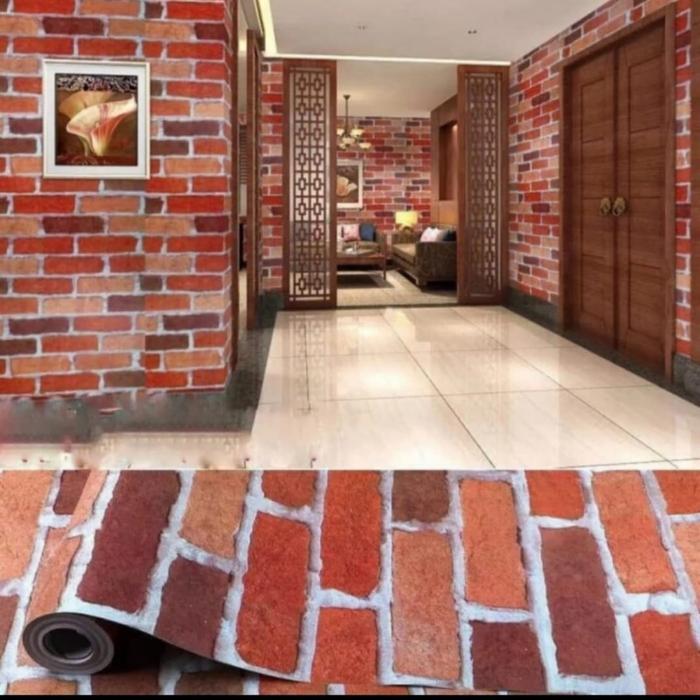 Jual WALLPAPER DINDING 3D BATA MERAH 45cm x 10 m - Jakarta Barat ...
