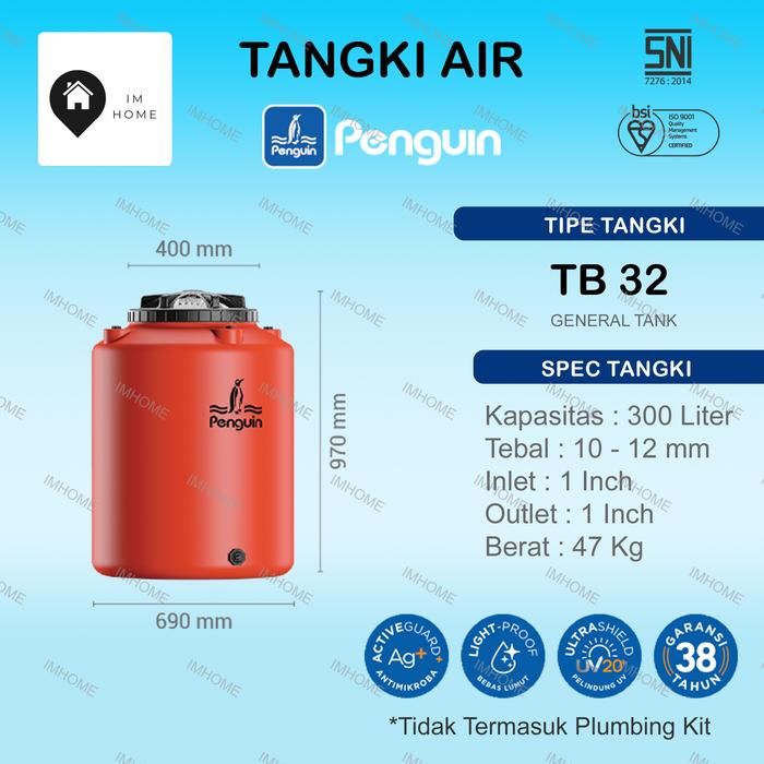 Jual Tangki / Toren Air Penguin 300 Liter TB32 - Biru Tua, DIAMBIL ...