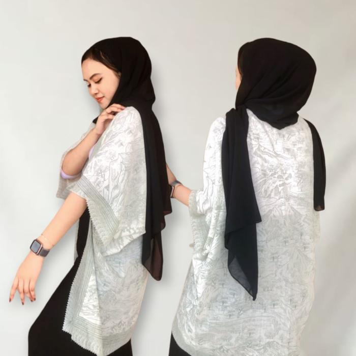 Jual Outer Scarf motif Panorama Putih/ Outer Scarf. Cardigan Motif ...