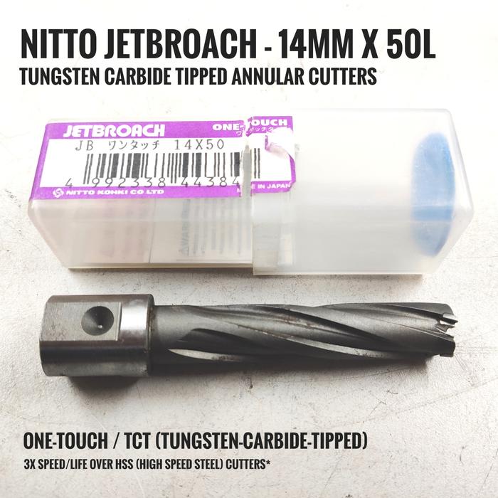 Jual NITTO JETBROACH 14mm 14x50L Annular Cutter Bor Magnet Carbide TCT ...