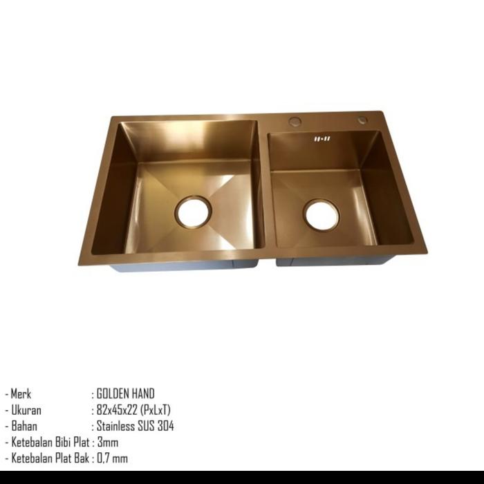 Jual KITCHEN SINK 2 LUBANG 8245 GOLD EMAS/ BAK CUCI PIRING MINIMALIS ...