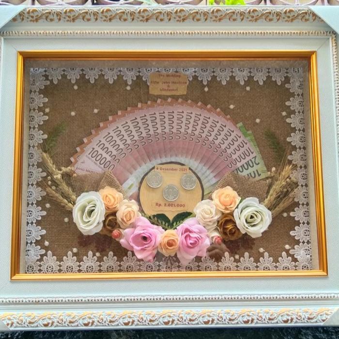 Jual Mahar Pernikahan Rustic Design Uang Kipas Bingkai Ukuran 30x40 ...