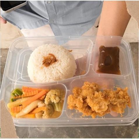 Jual Thinwall lunch box Bento 4 sekat / kotak makan plastik PER 10 PCS ...
