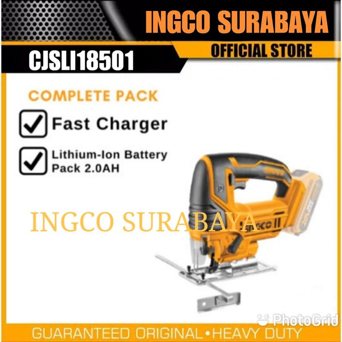Jual INGCO CJSLI8501 JIGSAW CORDLESS GERGAJI TANGAN POTONG KAYU BATERAI ...