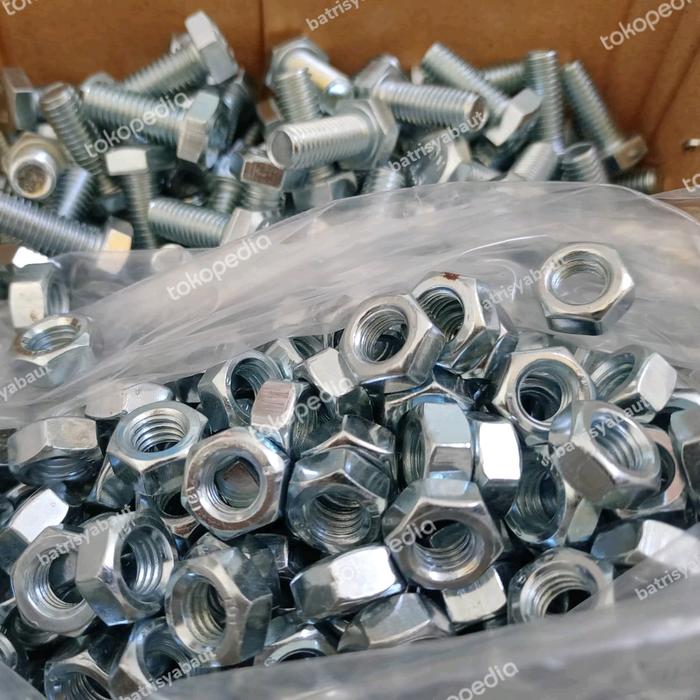 Jual BAUT MUR PUTIH M12X40/ MUR BAUT GALVANIS M12X40 / BMP - Kota Bekasi - batrisyabaut | Tokopedia