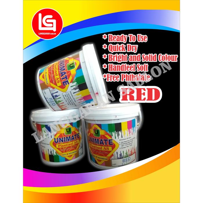Jual CAT TINTA PASTA SABLON PLASTISOL UNIMATE AS RED 1 KG - Kab ...