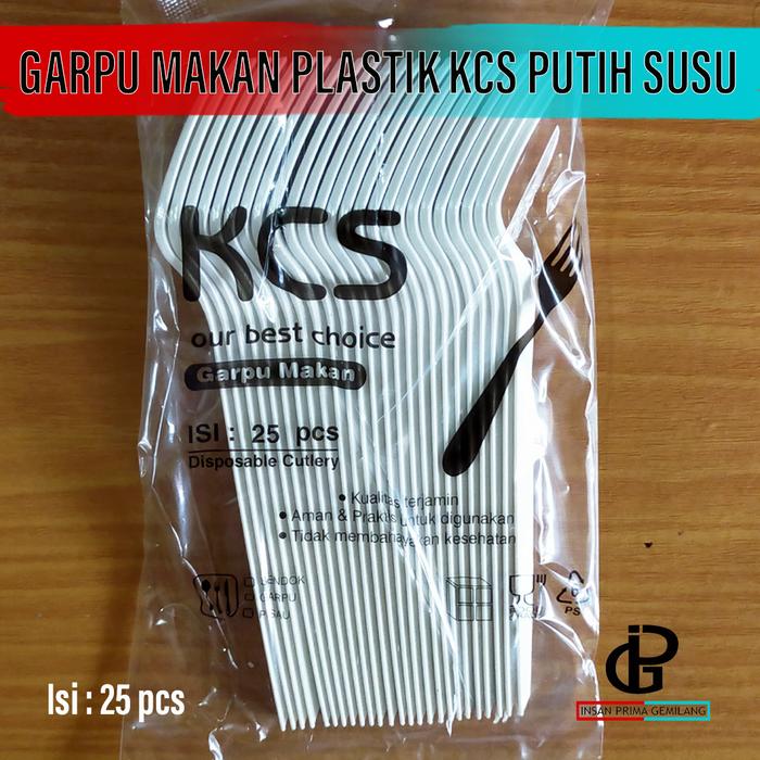 Jual Garpu / Garfu Makan Plastik Putih Susu merk KCS 25 pcs - Kota Tangerang Selatan ...