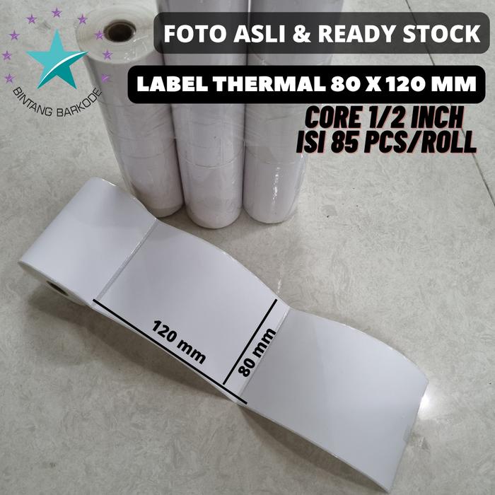 Jual STIKER LABEL THERMAL 80x120 | 80 x 120 MM CORE 1/2" ISI 85 PCS - Jakarta Utara - Bintang ...
