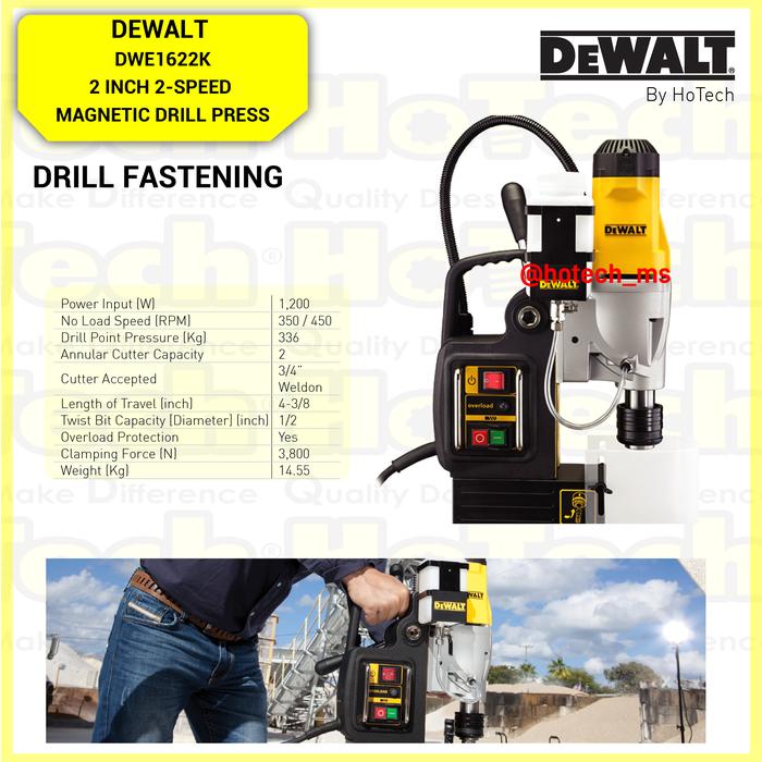 Jual DEWALT DWE1622K-B1 2 Speed Magnetic Drill Press 50mm - Jakarta ...