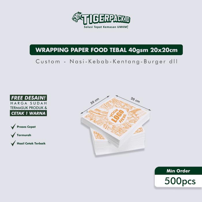 Jual Wraping Paper Food Nasi-Kebab-Burger dll ( Custom Sablon ...