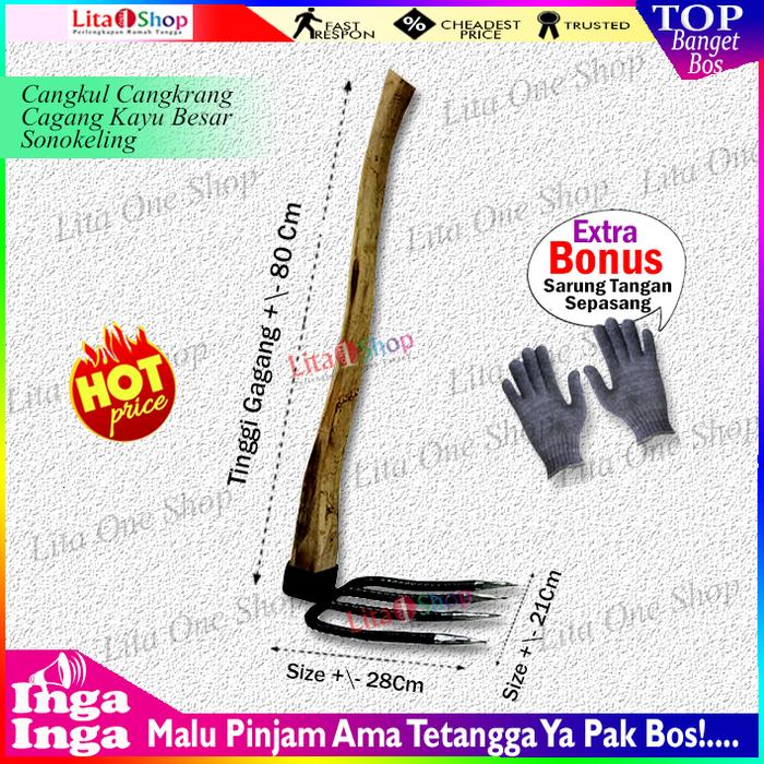 Jual Garu Gacok Cangkrang Gagang Kayu \ Garpu Cangkul Taman Besar ...