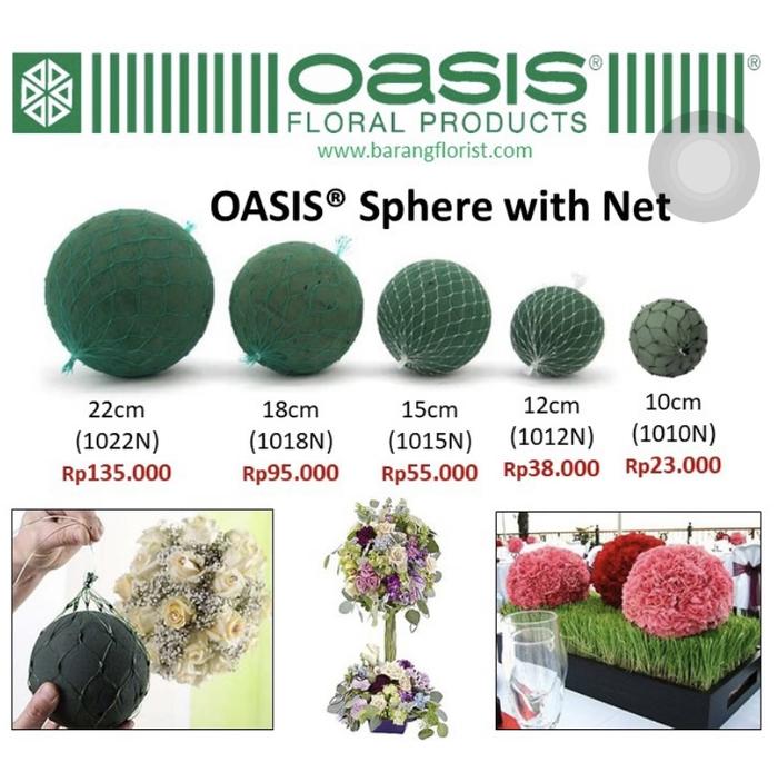 Jual Oasis Sphere With Net 18cm 1018N Oasis Basah Bulat Foam Bunga ...