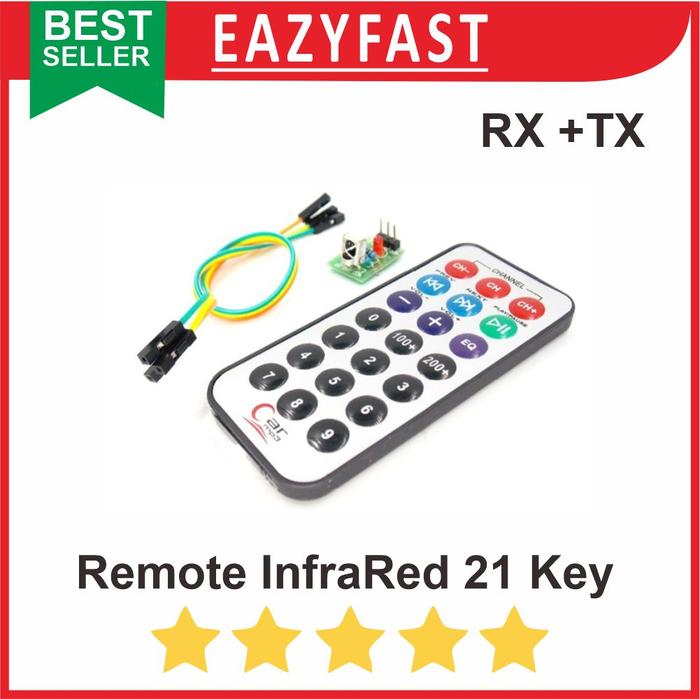 Jual IR Remote Control Infrared Infra Red Merah 21 Key Tombol Arduino ...