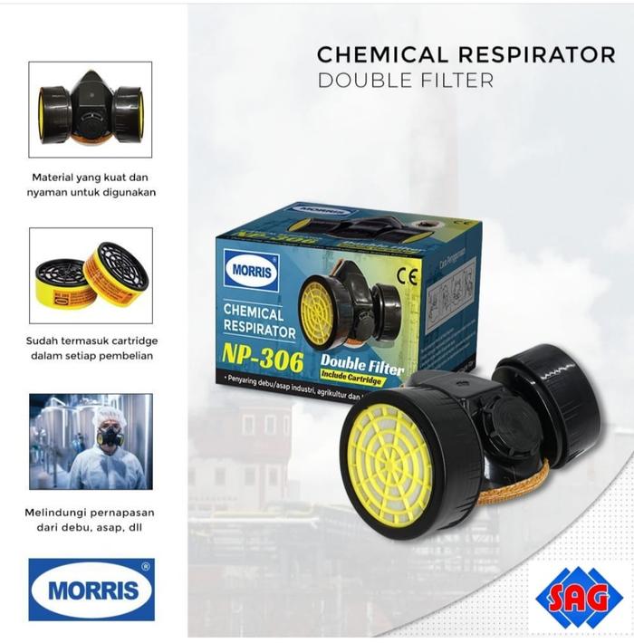 Jual Masker Chemical Respirator Double Tabung Carbon Filter masker ...