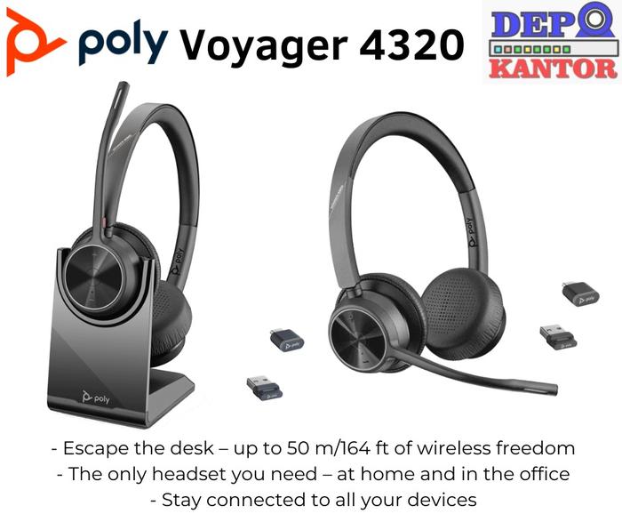Jual Poly Voyager 4320 Microsoft Teams Certified Headset +BT700 dongle ...