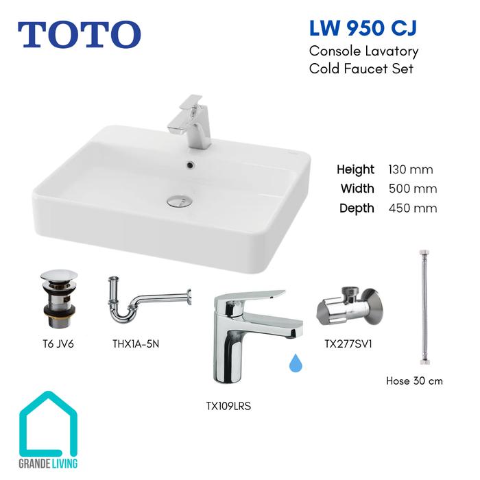Jual TOTO Wastafel LW 950 CJ Kran Dingin TX109LRS Set Lengkap - Jakarta ...