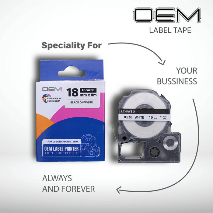 Jual OEM TAPE 18mm X 8m untuk EPSON PRINTER LABEL - Black On White ...