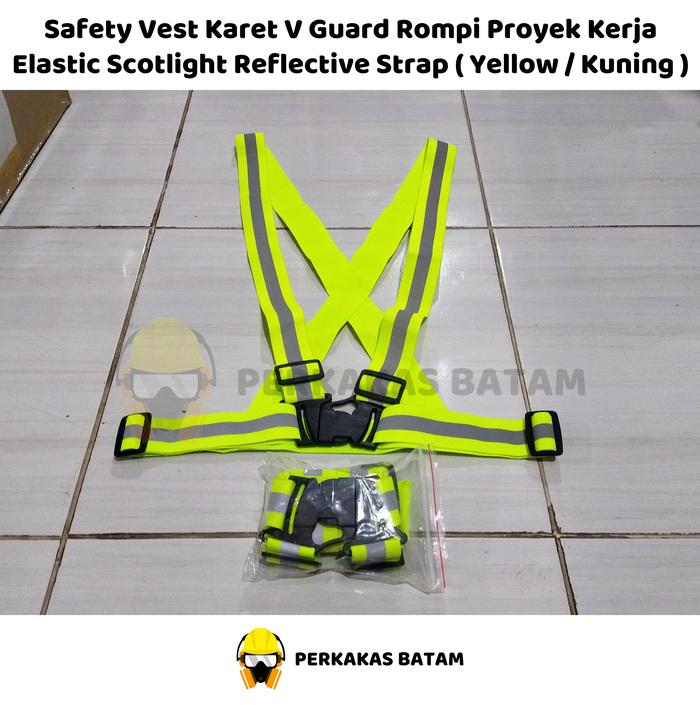 Jual Safety Vest V Kerja Rompi Kuning Yellow karet Elastic Scotlite ...