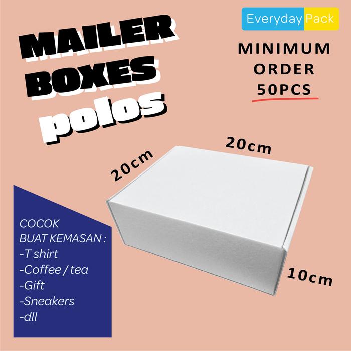Jual Mailer Boxes eflute corrugated white 20x20x10 putih polos ...