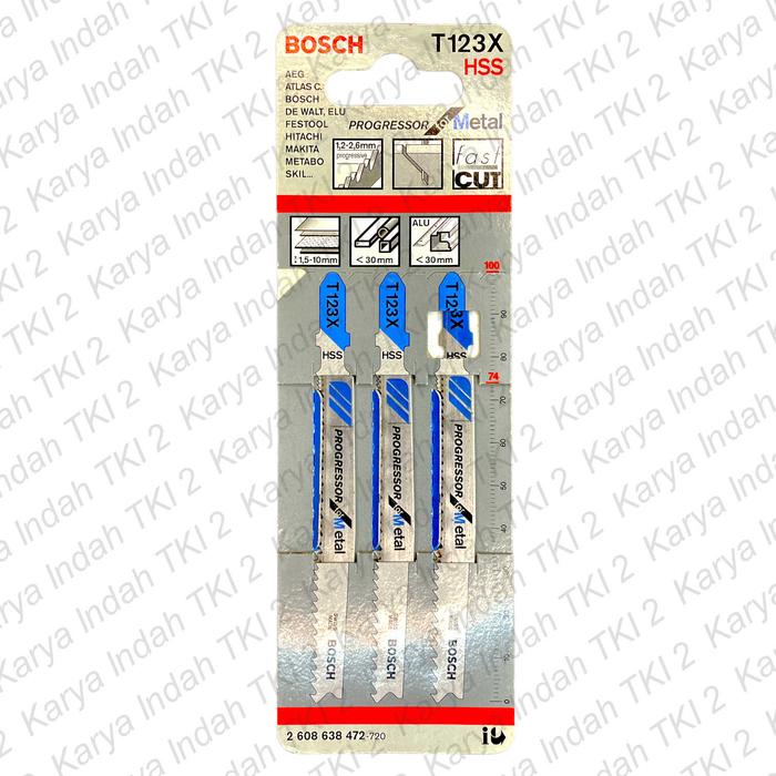 Jual Mata Gergaji Jig Saw BOSCH T123X Jigsaw Blade Progressor Metal ...
