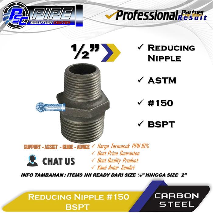 Jual REDUCER NEPPLE PIPE PIPA BESI HITAM DRAT BSPT 1/2" 3/4" 1" - Kab ...