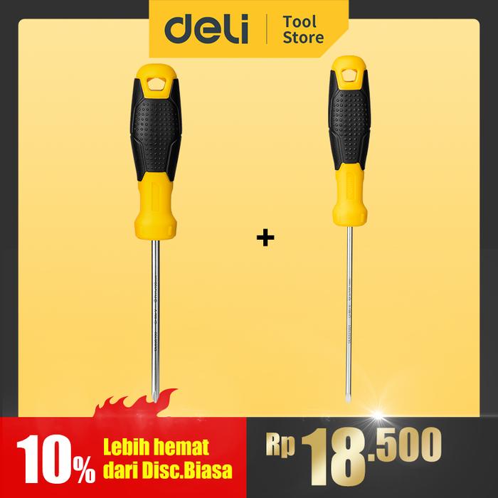 Jual Deli Set Obeng Plus & Minus (3 x 100mm + PH2 x 100 mm) - EDL63XXX ...