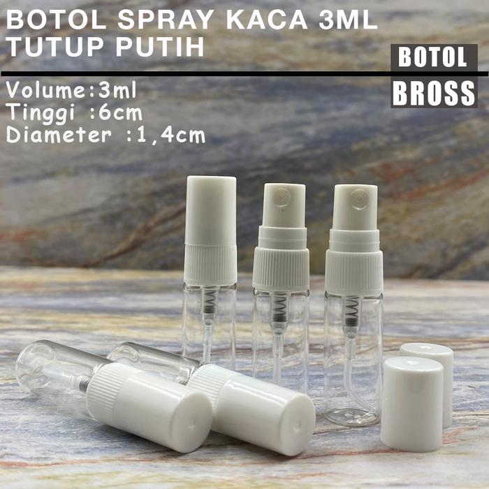 Jual 3ml Botol Spray Kaca Bening - Sprayer & Tutup Putih Untuk Parfum ...