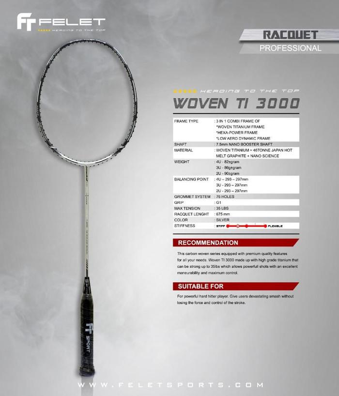 Jual Raket Badminton Felet Woven TI 3000 Original - Jakarta Barat ...