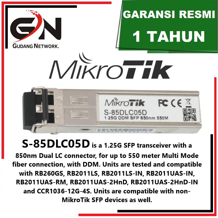 Jual MikroTik S-85DLC05D SFP (1.25G) module, 550m, Multi Mode - Jakarta ...
