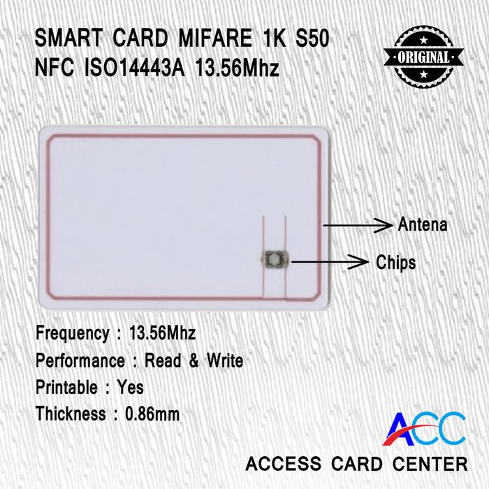 Jual Kartu RFID Mifare 13.56Mhz S50 1K NFC ISO 14443A (High Quality ...