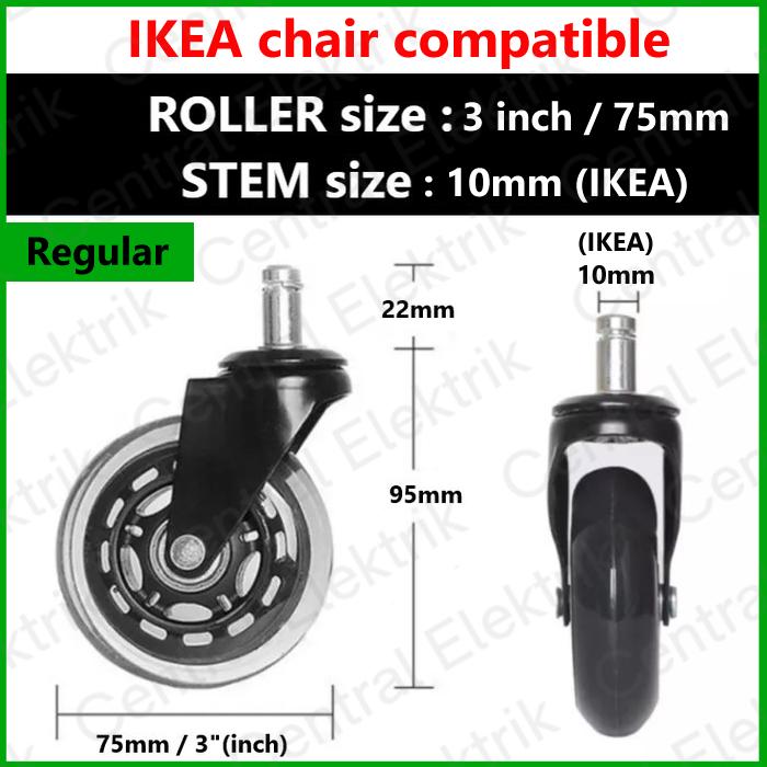 Jual Roda Kursi rollerblade - IKEA compatible - PU - 10mm - Set: 5 ...