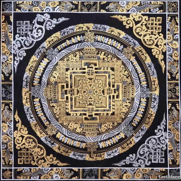 Jual Lukisan Thangka Mandala Asta Mangala Mantra Tibet Handcraft 50cm ...