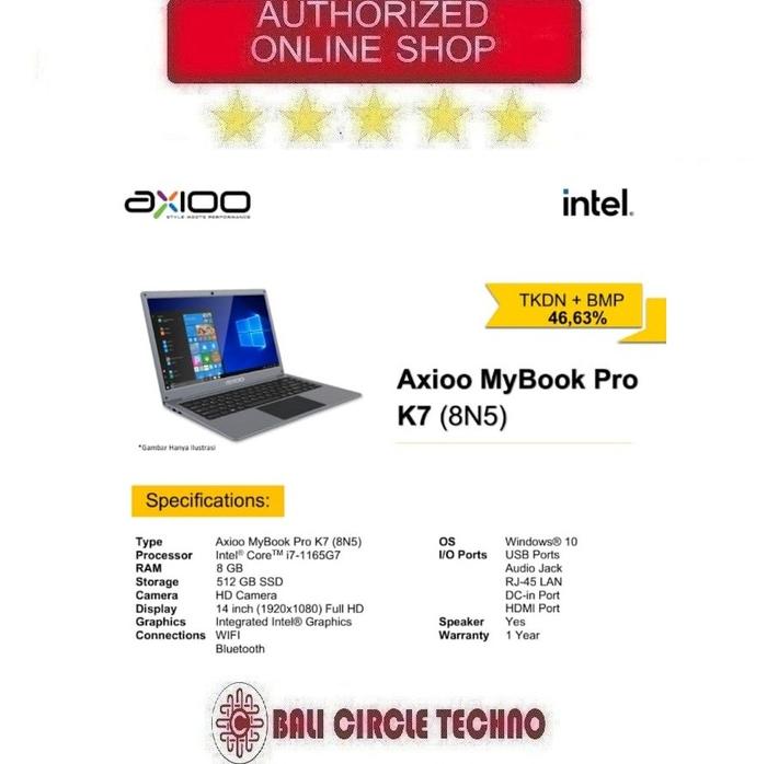 Jual Axioo Mybook Pro K7 (8N5) CORE i7 1165G7 8GB 512GB SSD NVME Win 10 Pro - Kota Denpasar ...