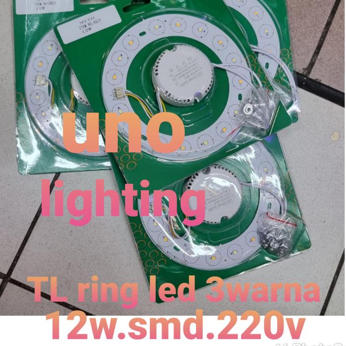 Jual Refill lampu tl ring bulat led 3warna 12 watt 12w module plafon ...